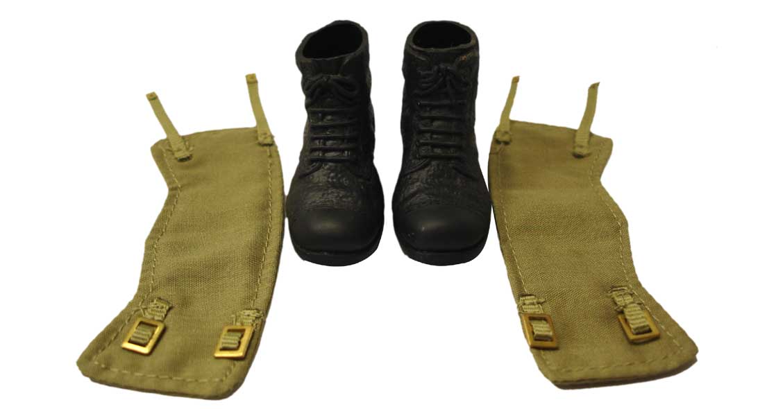 1:6 Scale British WWII Ammunition Boots & Puttees Gaiter Lot, Veegostore