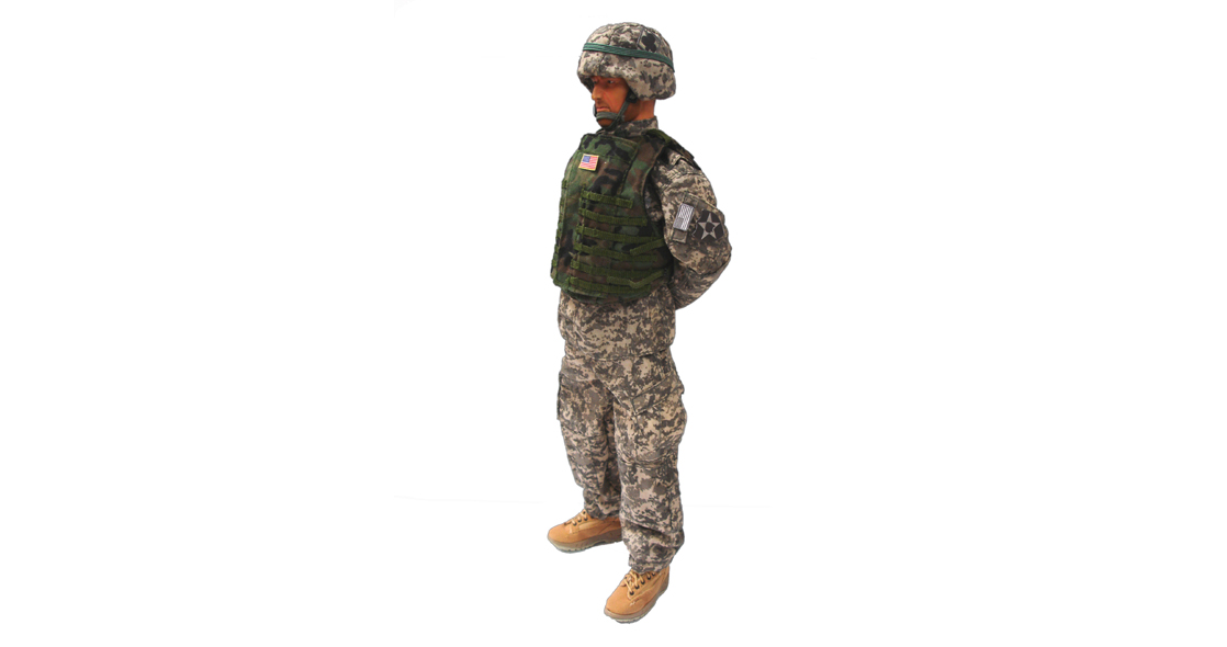 1:6 Scale ACU Army Combat Unform and Helmet Cover and Woodland Body ...