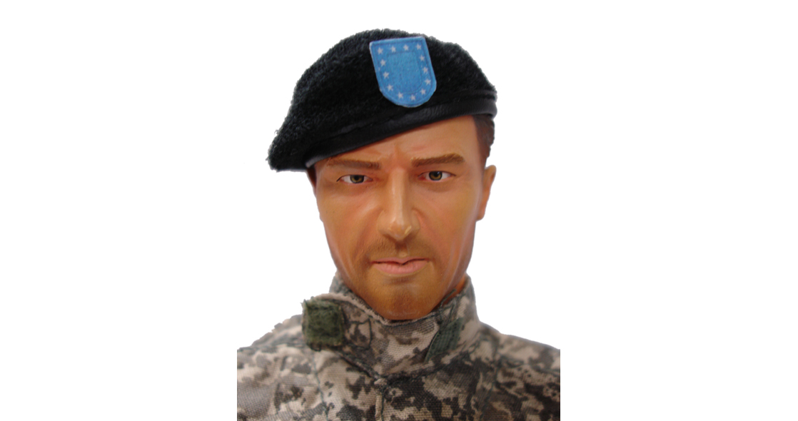 1:6 Scale Black Beret with Blue Flash Patch, Veegostore