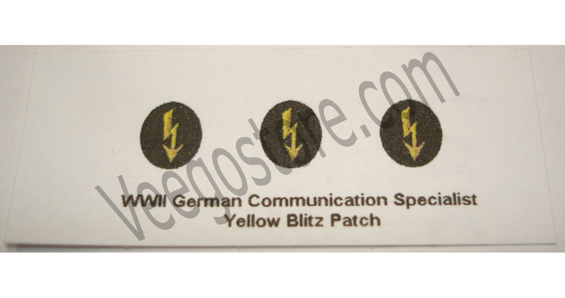 WWII German Communication Specialist Yellow Blitz Patch, Veegostore
