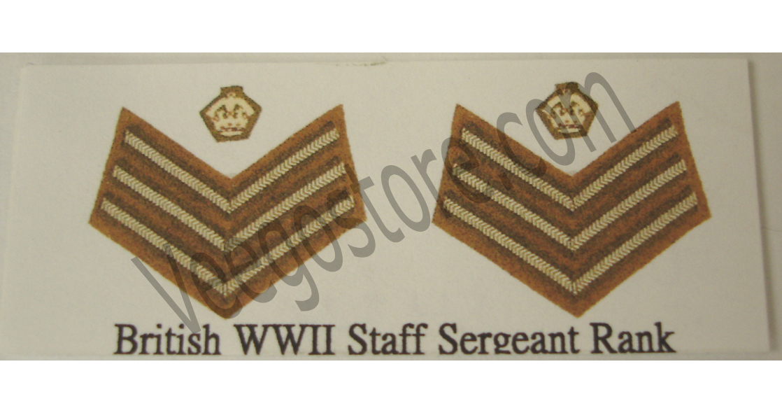 British WWII Staff Sergeant Rank Stripes, Veegostore