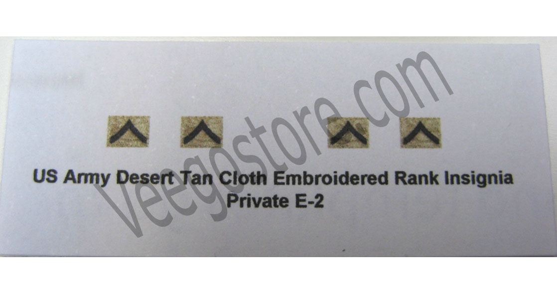US Army Desert Tan Cloth Embroidered Rank Insignia Private E-2, Veegostore