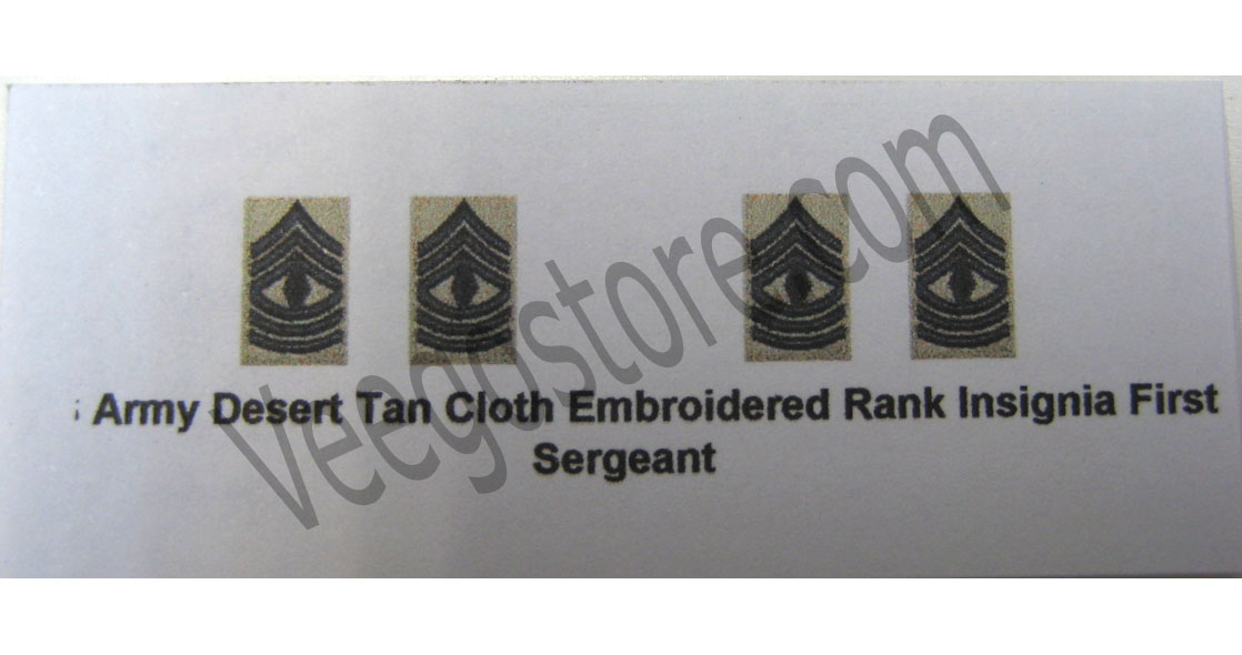 US Army Desert Tan Cloth Embroidered Rank Insignia First Sergeant ...
