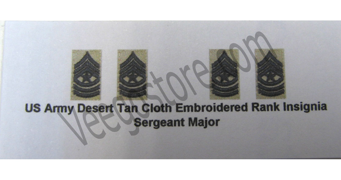 US Army Desert Tan Cloth Embroidered Rank Insignia Sergeant Major ...
