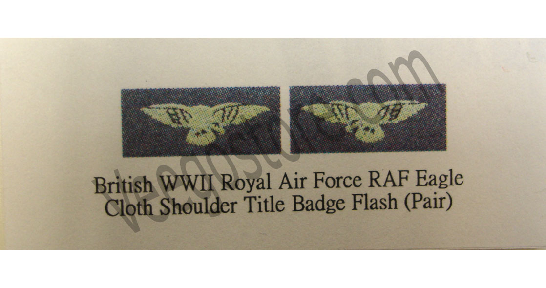 British WWII Royal Air Force RAF Eagle Cloth Shoulder Title Badge Flash ...
