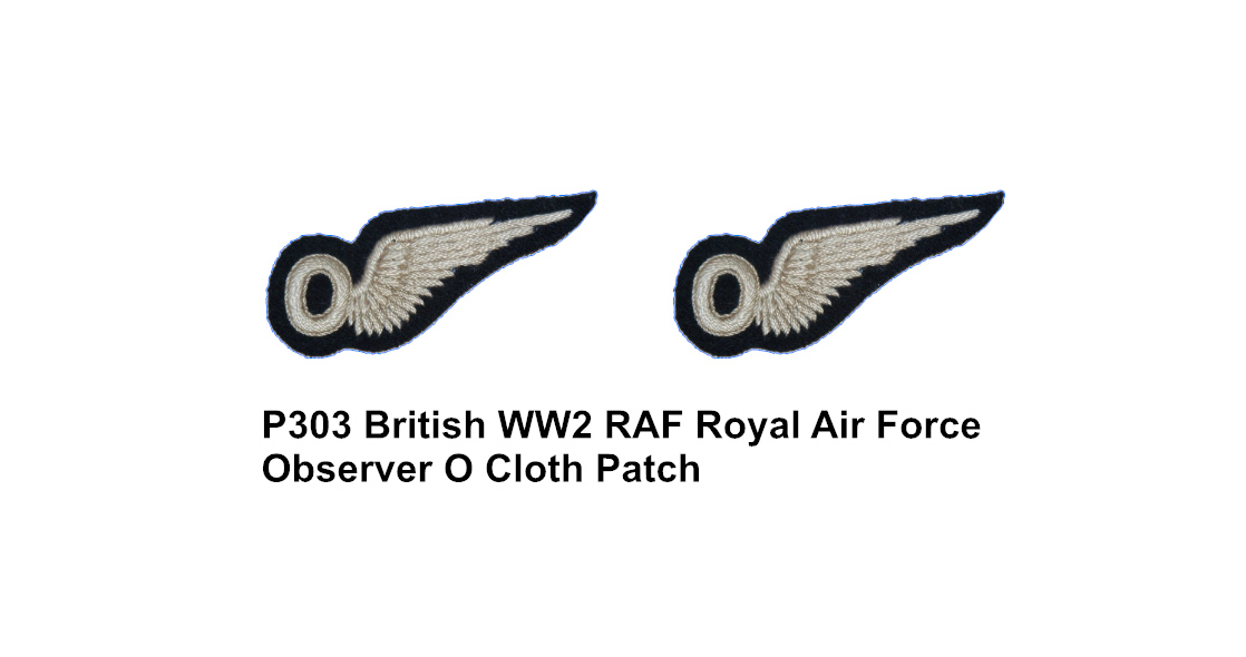 1:6 Scale British WWII RAF Royal Air Force Observer O Cloth Patch ...